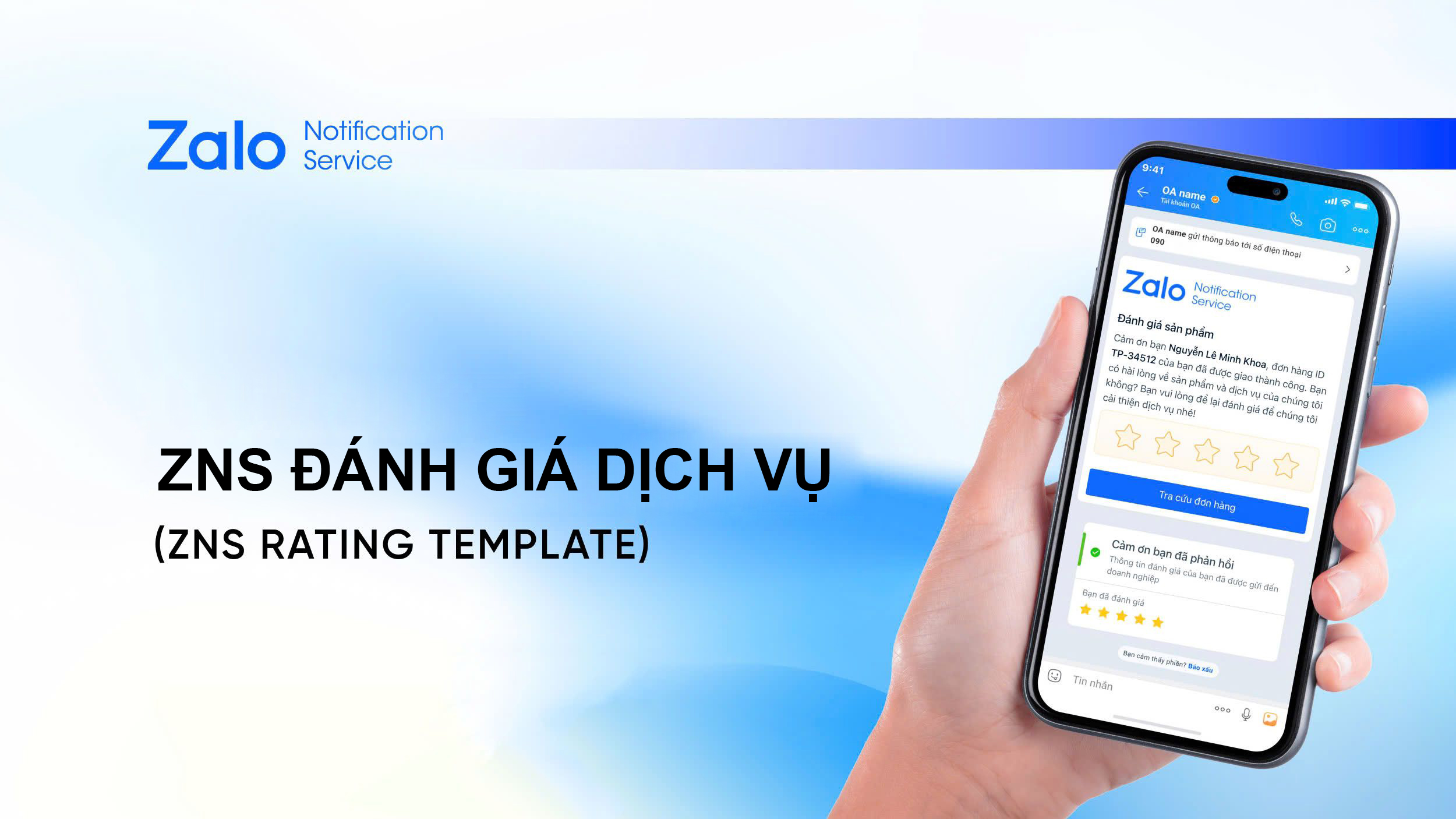 ZNS Rating Template | Tin nhắn Zalo ZNS đánh giá dịch vụ